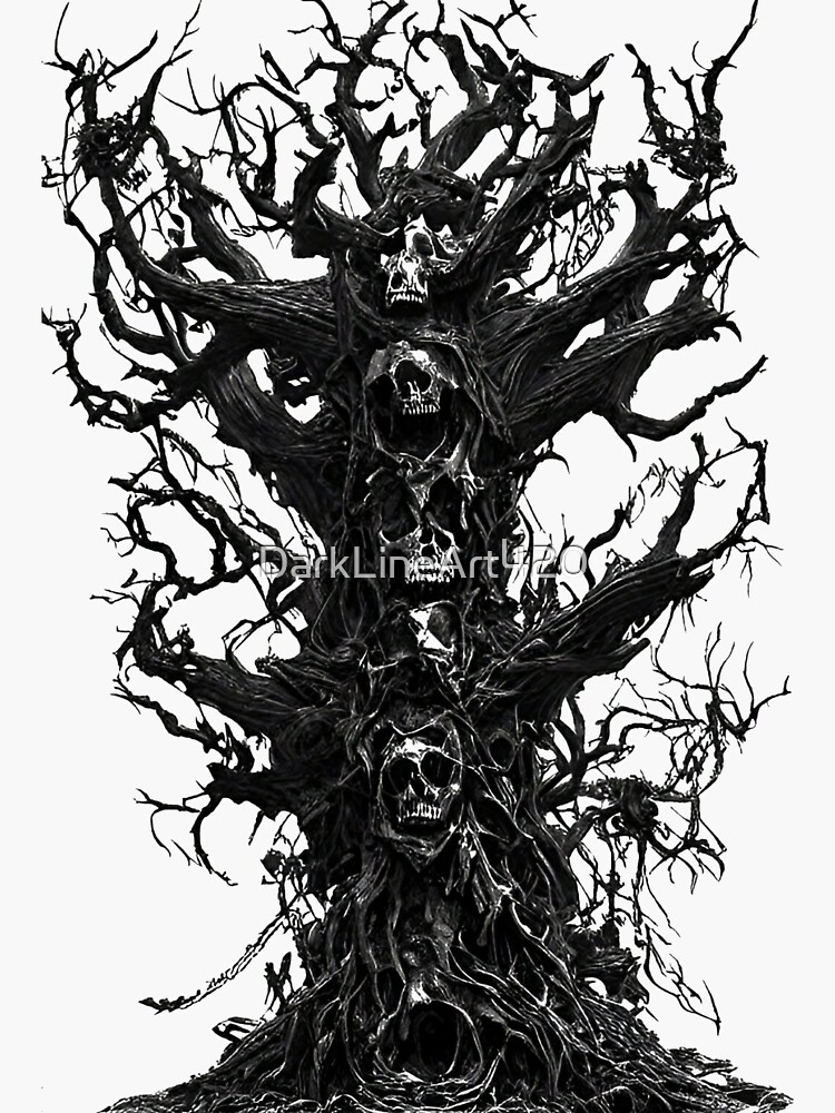 "Tree of Death" Sticker for Sale by DarkLineArt420 | Redbubble