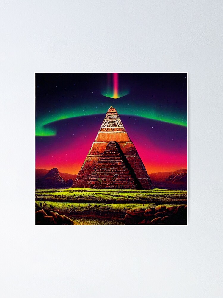 "Pyramid Sunset Under Aurora Borealis " Poster for Sale by Chillum ...