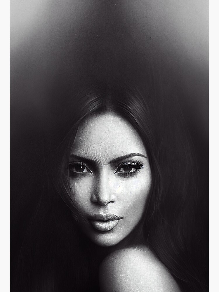 "black and white portrait of Kim Kardashian" Sticker for Sale by ...
