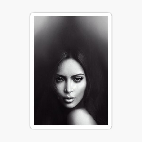 "black and white portrait of Kim Kardashian" Sticker for Sale by ...