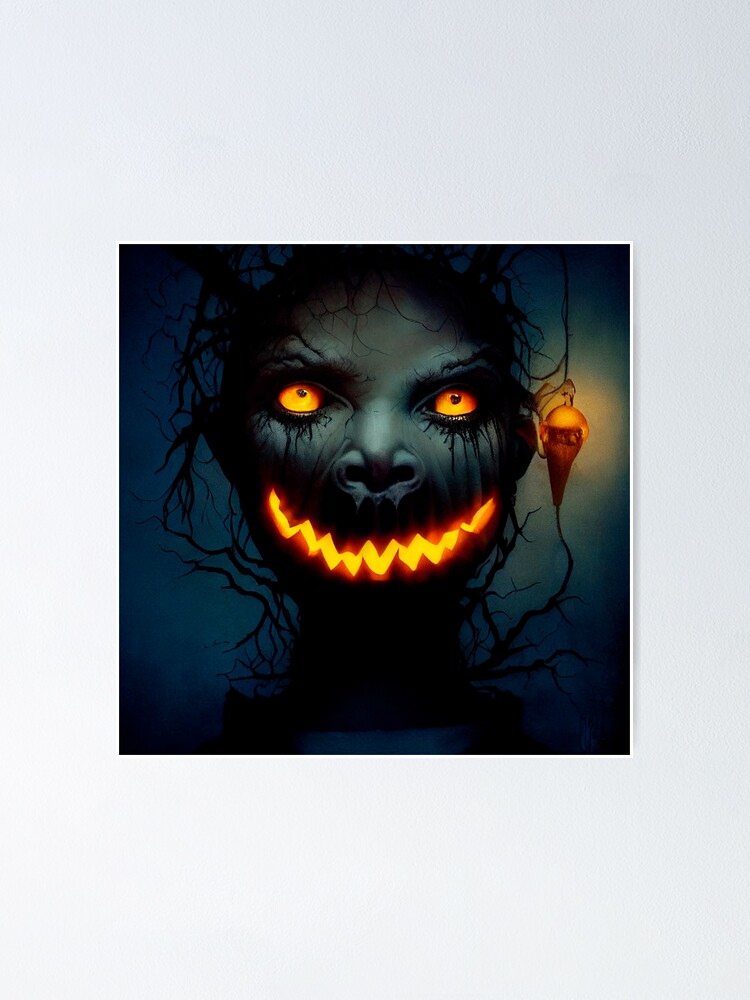 "Scary Halloween characters with horror faces" Poster for Sale by ...