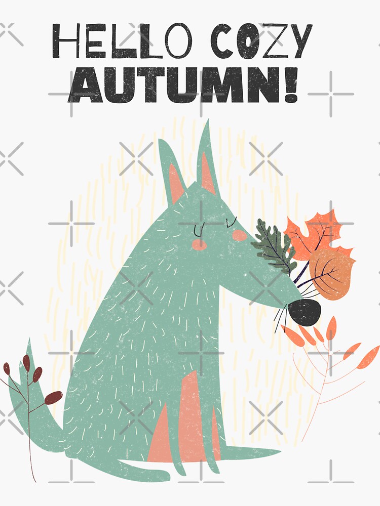 "Hello cozy Autumn!" Sticker for Sale by mdlayek | Redbubble