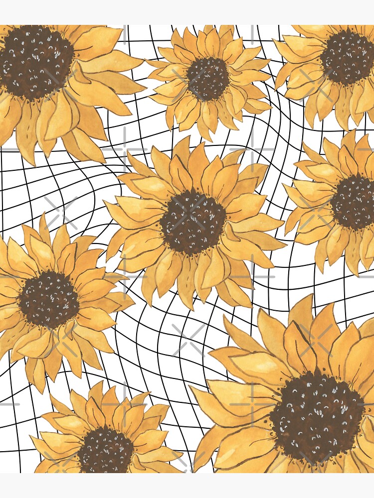"Sunflower pattern on grid lines" Sticker for Sale by timotimdesigns ...