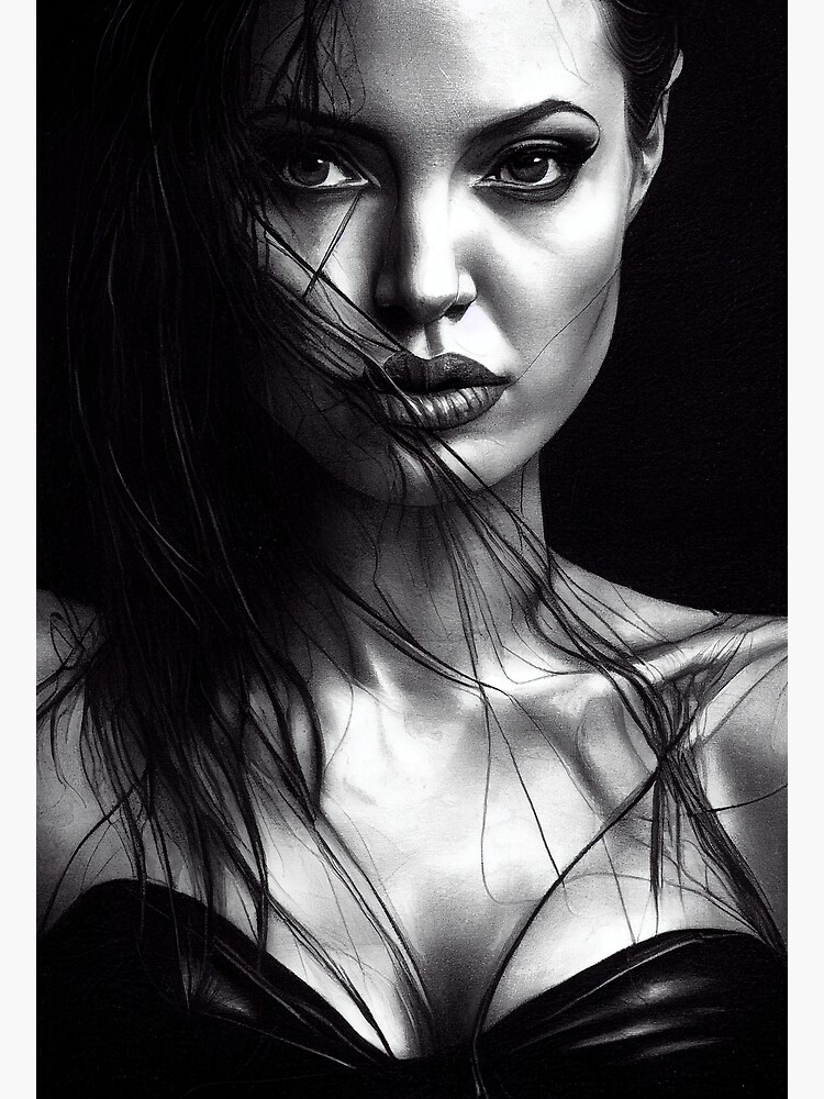 Black And White Portrait Of Angelina Jolie Poster For Sale By