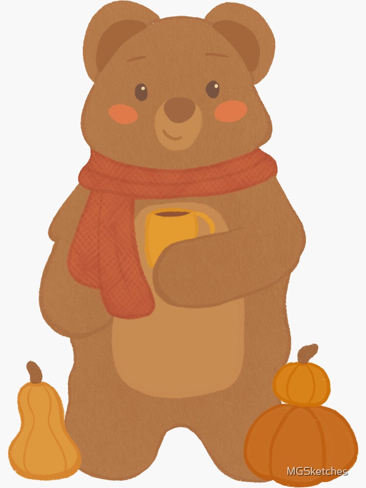 "Bear Drinking Coffee " Sticker for Sale by MGSketches | Redbubble