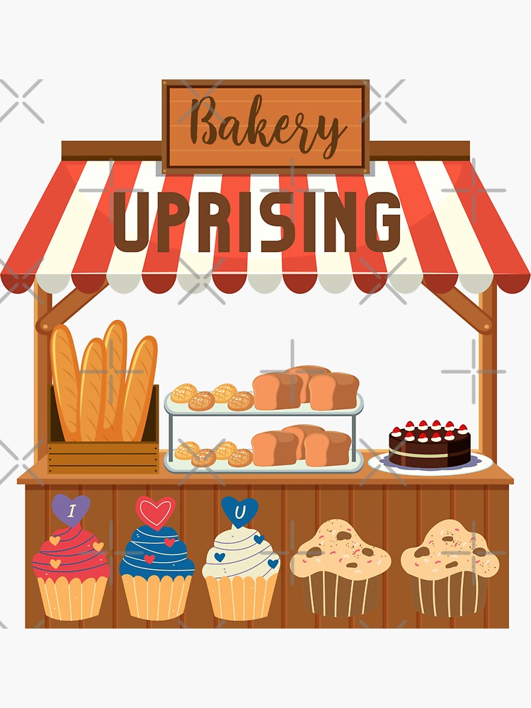 "Inspiring uprising bakery " Sticker for Sale by PODbykassoul | Redbubble