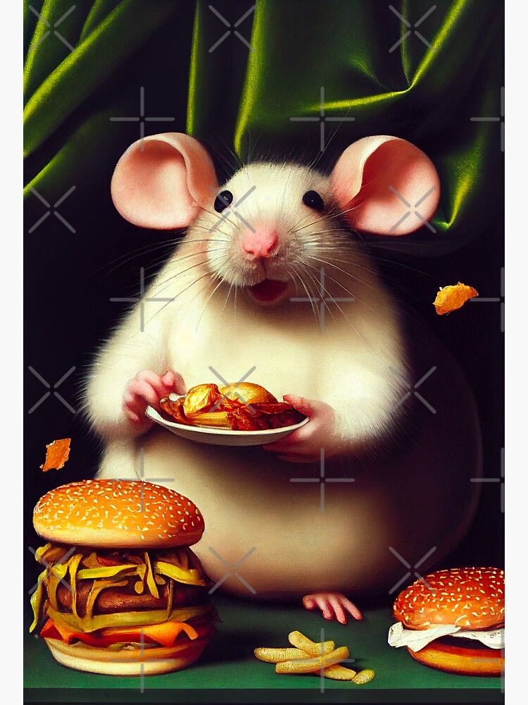 "Mouse eating a burger" Sticker for Sale by ladarkepoque | Redbubble