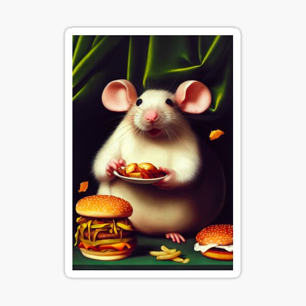 "Mouse eating a burger" Sticker for Sale by ladarkepoque | Redbubble