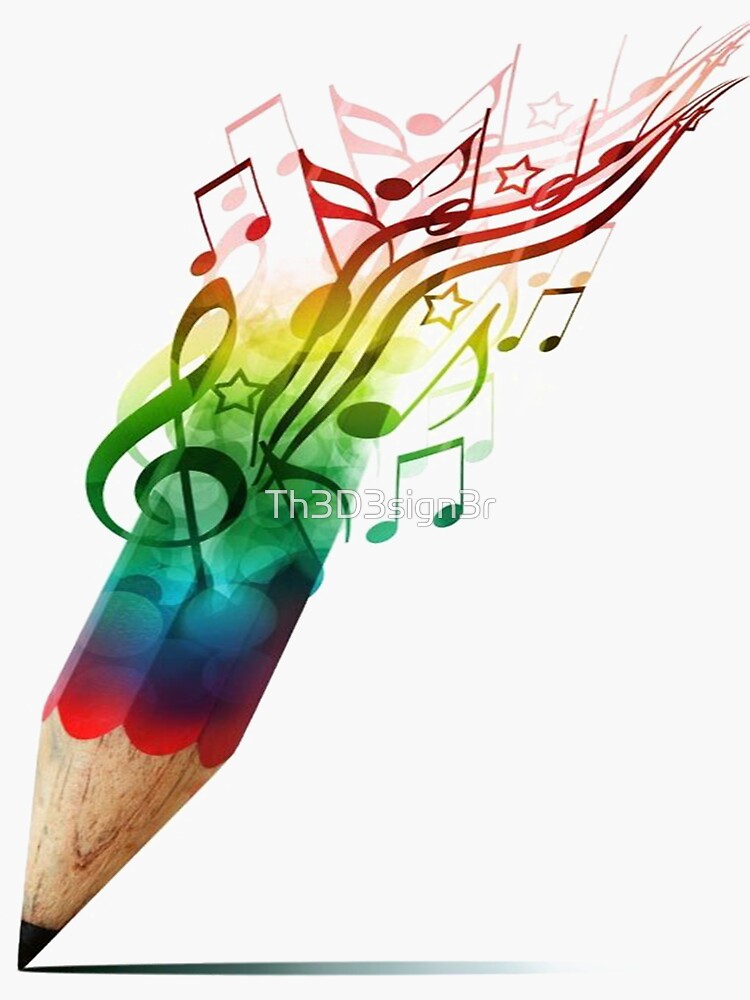 "multicolored pencil and Musical note Drawing Art" Sticker for Sale by ...