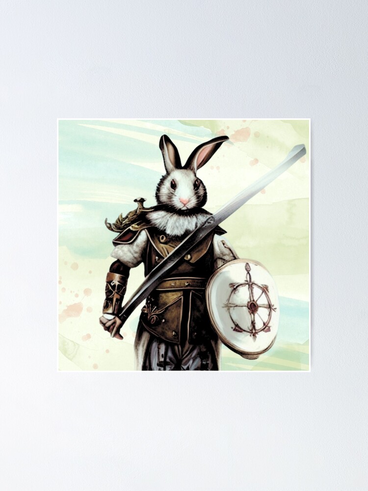 "Warrior rabbit watercolor digital art " Poster for Sale by Bluemoon420 ...