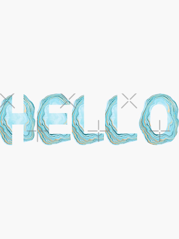 "hello blue gold marble texture" Sticker for Sale by ProjectCoCo ...