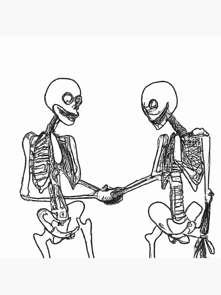 "Creepy Skeleton Friends Line Art" Sticker for Sale by griffiths555 ...
