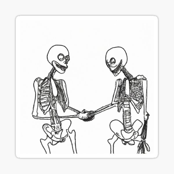 "Creepy Skeleton Friends Line Art" Sticker for Sale by griffiths555 ...