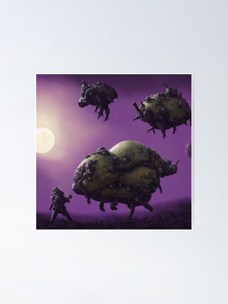 "Alien battlesnails invading a purple planet VI" Poster for Sale by ...