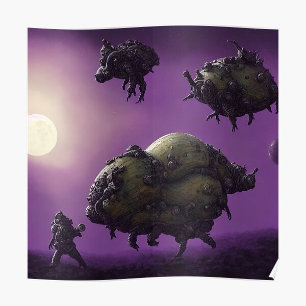 "Alien battlesnails invading a purple planet VI" Poster for Sale by ...