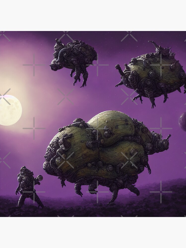 "Alien battlesnails invading a purple planet VI" Sticker for Sale by ...