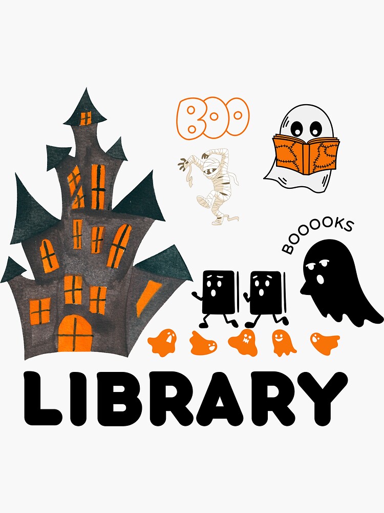 "Library boo books halloween" Sticker for Sale by holidaysmode | Redbubble