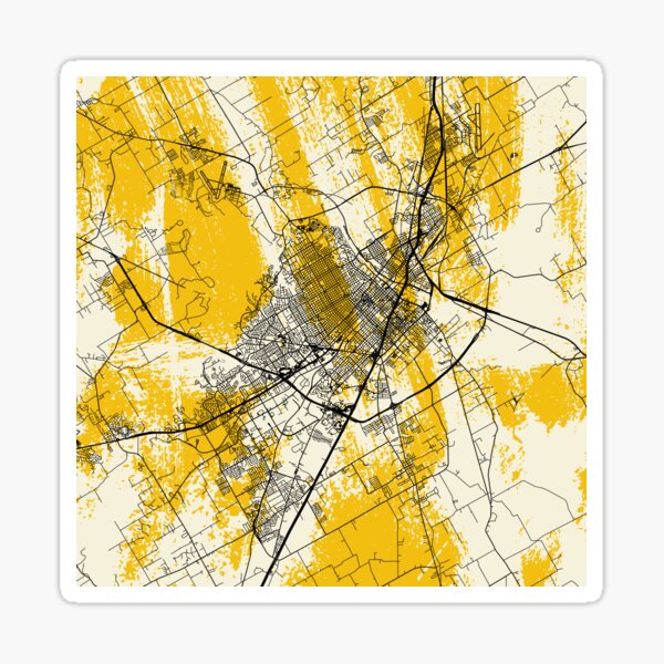 "Waco, USA - yellow city map drawing" Sticker for Sale by cozyspirit ...