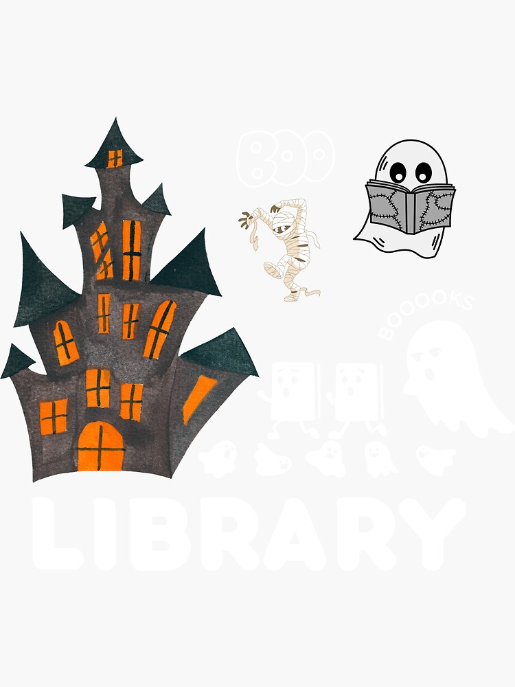"Library boo books halloween" Sticker for Sale by holidaysmode | Redbubble