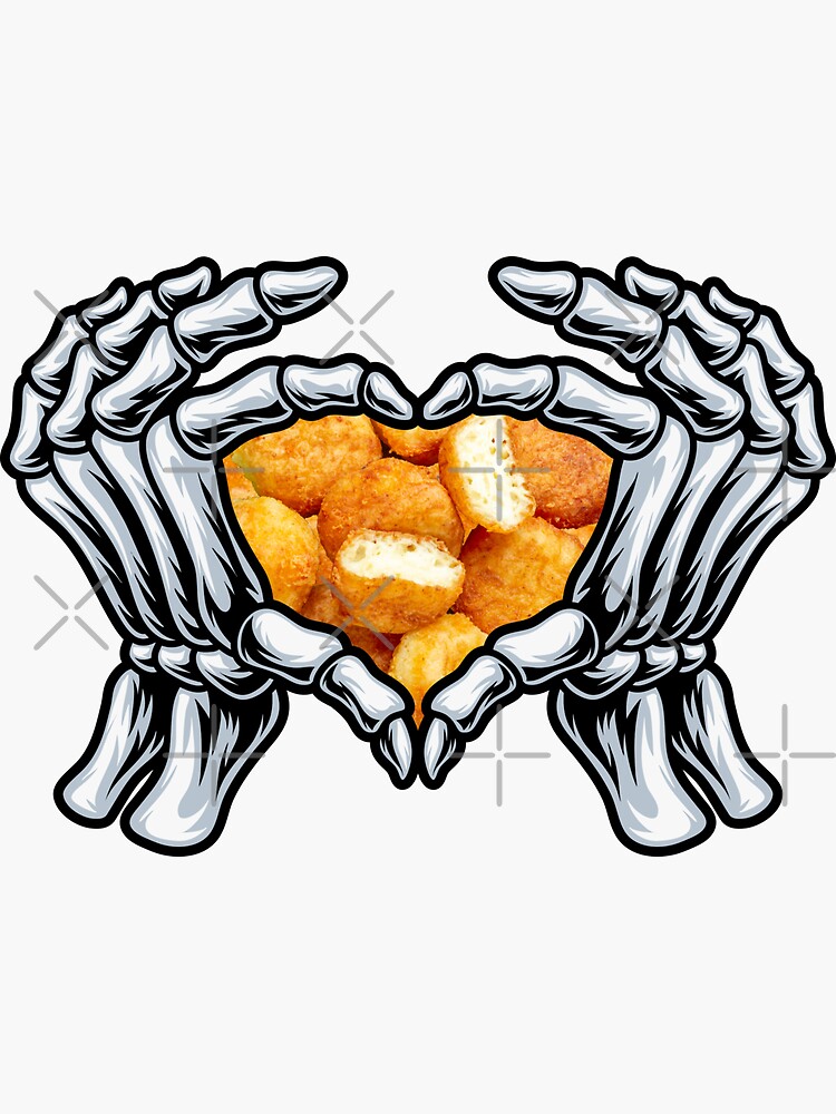 "Skeleton Hands Heart Fried Chicken Nuggets Halloween Costume" Sticker ...