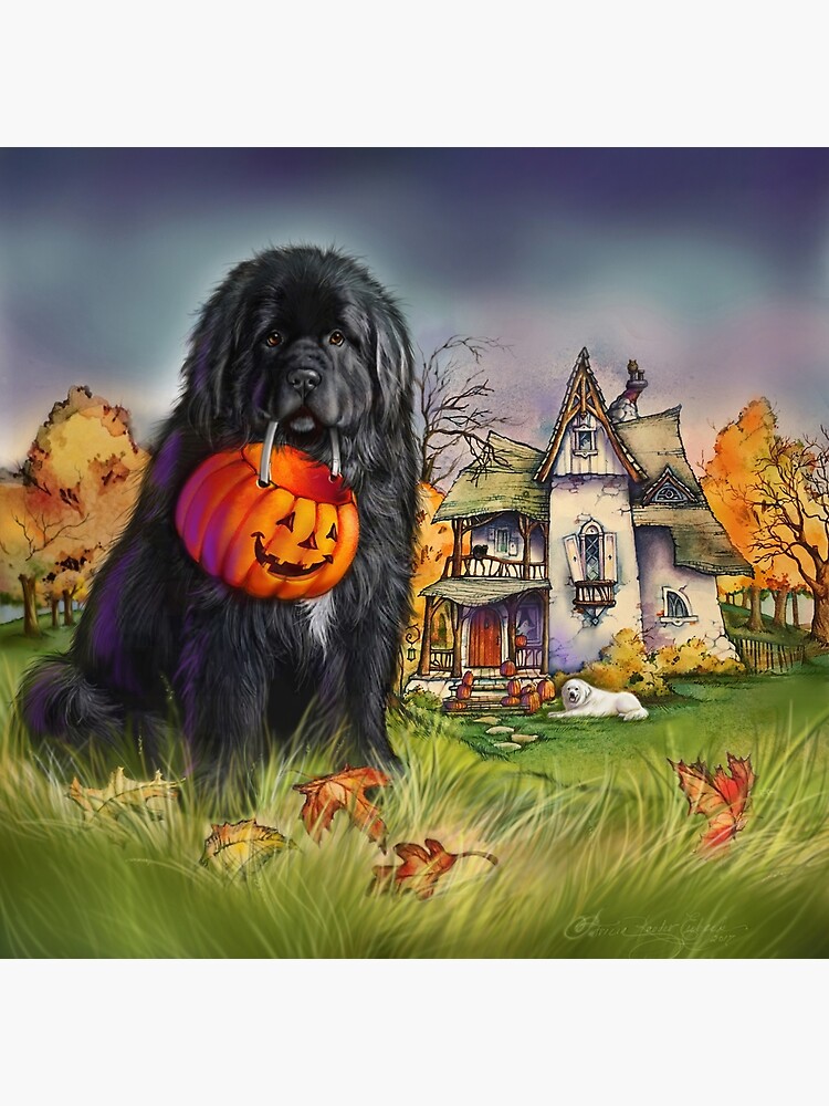 "Halloween Newfie and Great Pyrenees " Poster by patriciaeubank | Redbubble