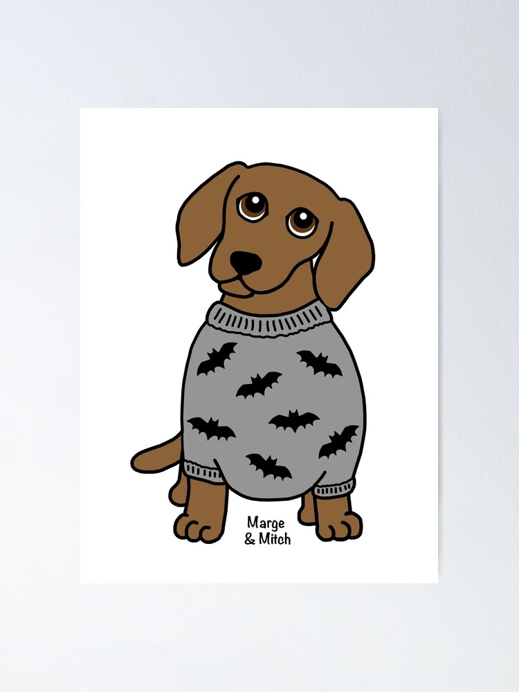 "Cute Dachshund Sausage Dog in Bat Jumper " Poster for Sale by ...
