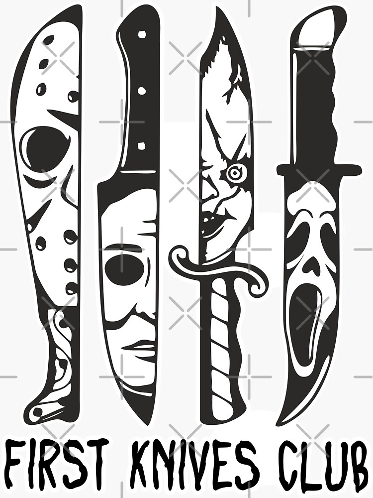"First Knives Club Horror Jason Mike Ghostface Chucky" Sticker for Sale ...