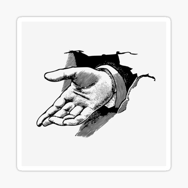 "Vintage helping hand hand drawn illustration" Sticker for Sale by ...