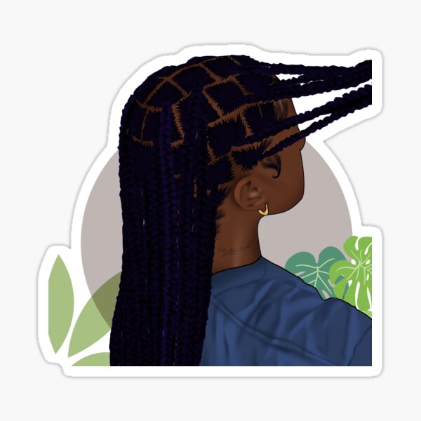 "Blue Black girl knotless braids " Sticker for Sale by Hattiezoxo ...