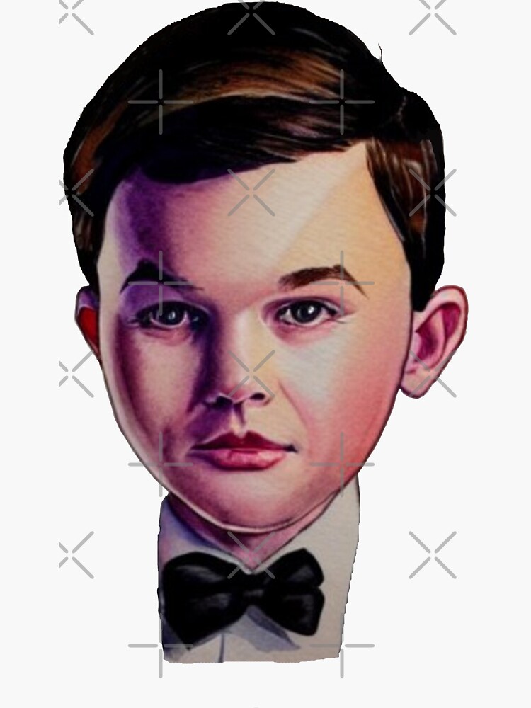 "Young Sheldon with bow tie watercolor painting" Sticker for Sale by ...