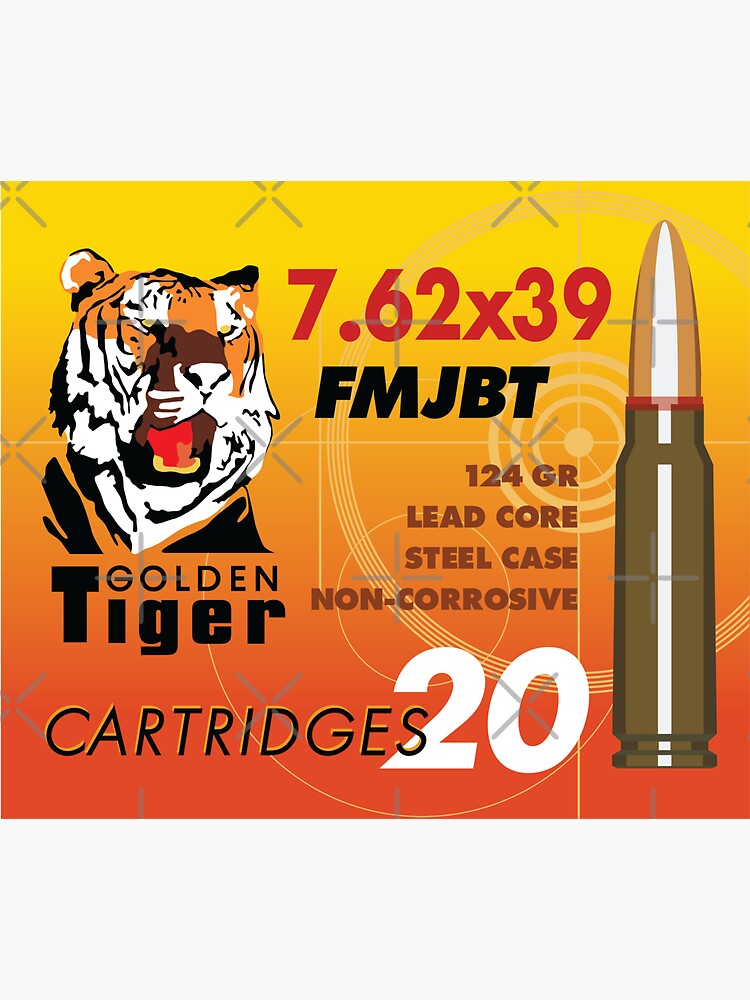 "Golden Tiger Ammo 7.62x39mm" Sticker for Sale by fareast | Redbubble
