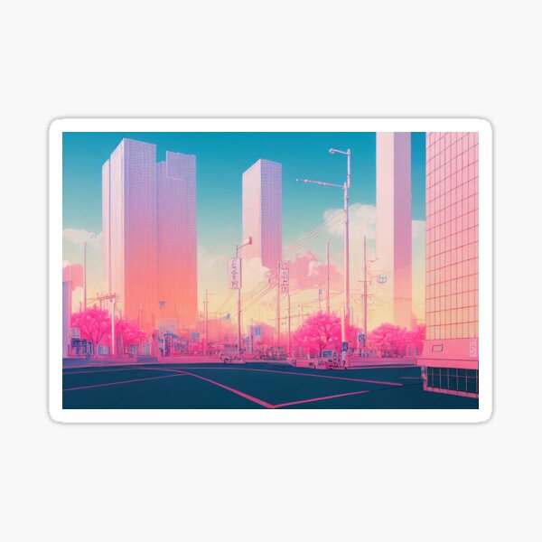 "Japan City Scape 11" Sticker for Sale by sixblackroses | Redbubble
