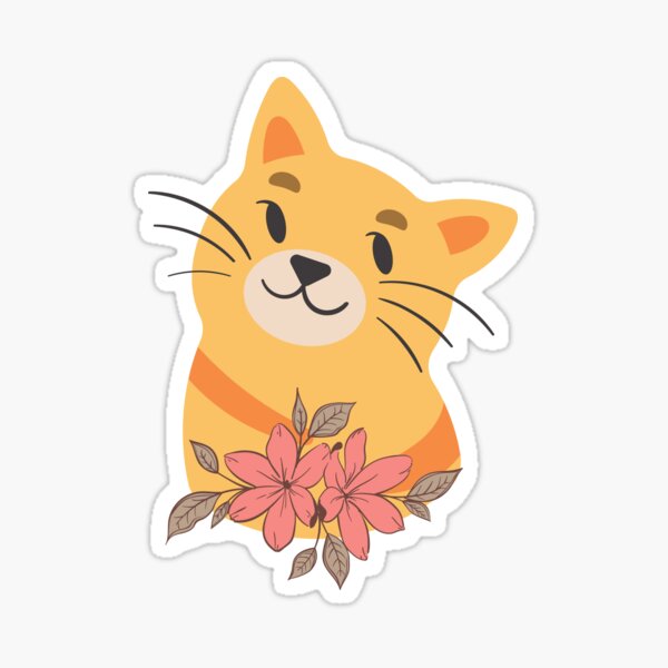 " Cat Portrait yellow cat flawer cat" Sticker for Sale by Danaille ...