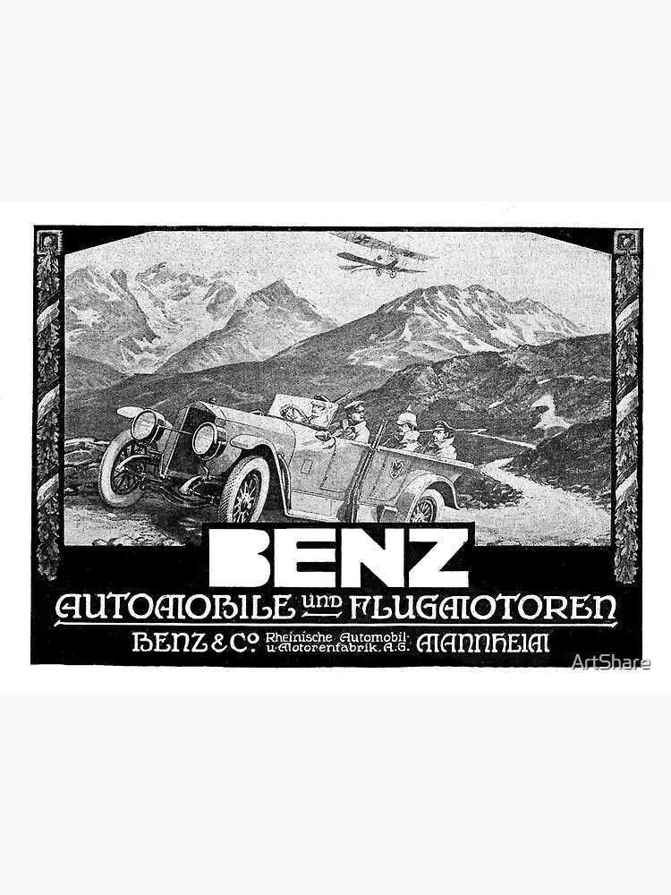 "Vintage 1916 Benz Automobile Advertising" Sticker for Sale by ArtShare ...