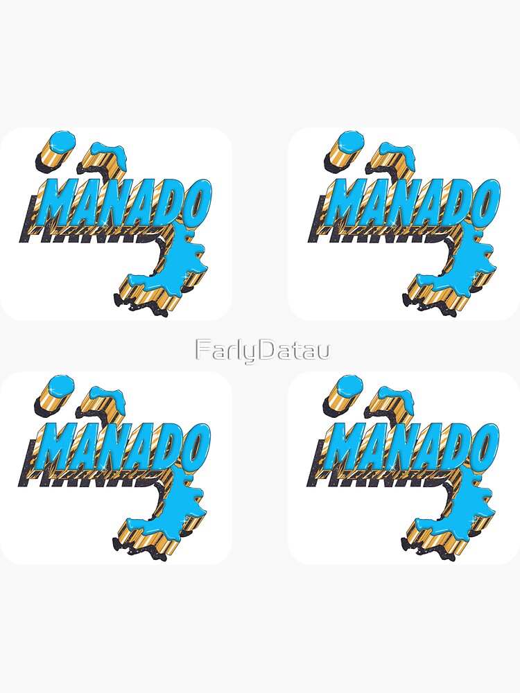 "Manado, Indonesia. Retro Typography Art and Map Illustration" Sticker ...