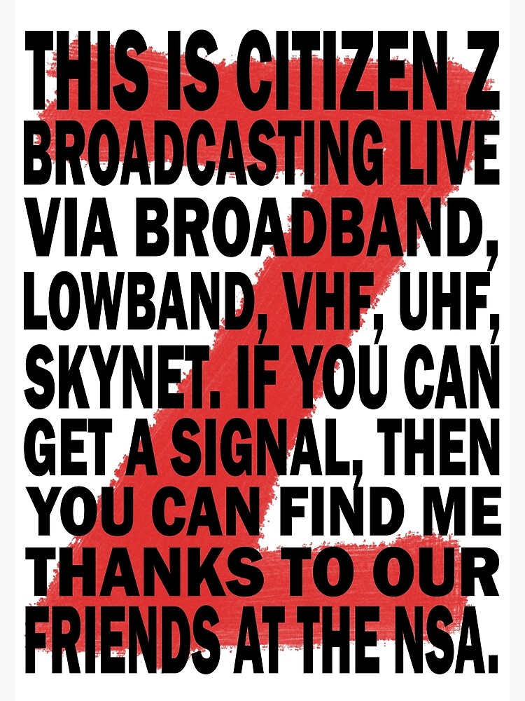 "Z Nation: Citizen Z Speech" Poster for Sale by tempestaurora | Redbubble