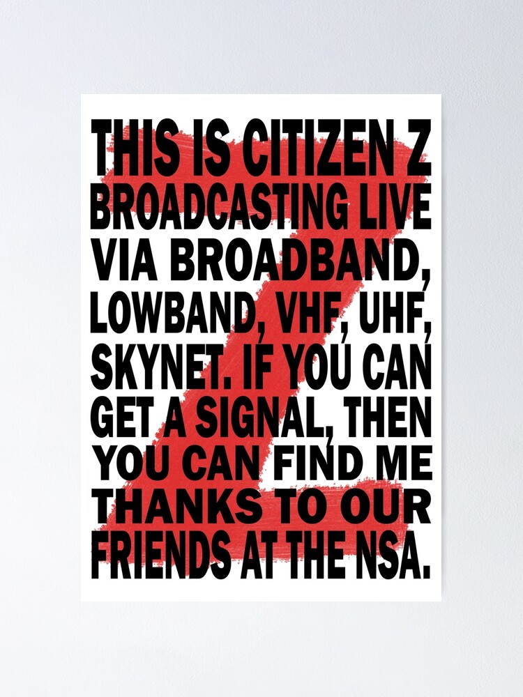 "Z Nation: Citizen Z Speech" Poster for Sale by tempestaurora | Redbubble