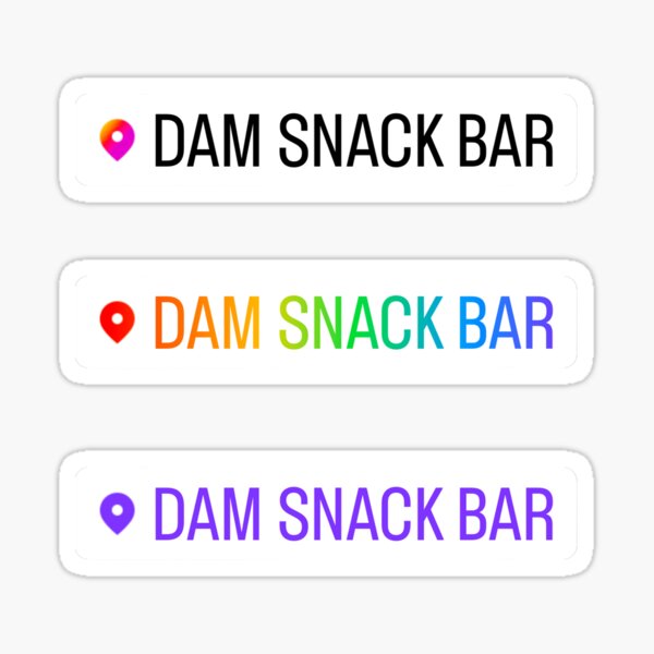 "#dam snack bar" Sticker for Sale by allimaydesigns | Redbubble