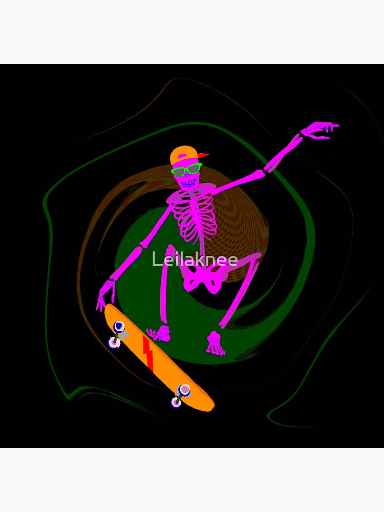"Radical Skeleton " Sticker for Sale by Leilaknee | Redbubble