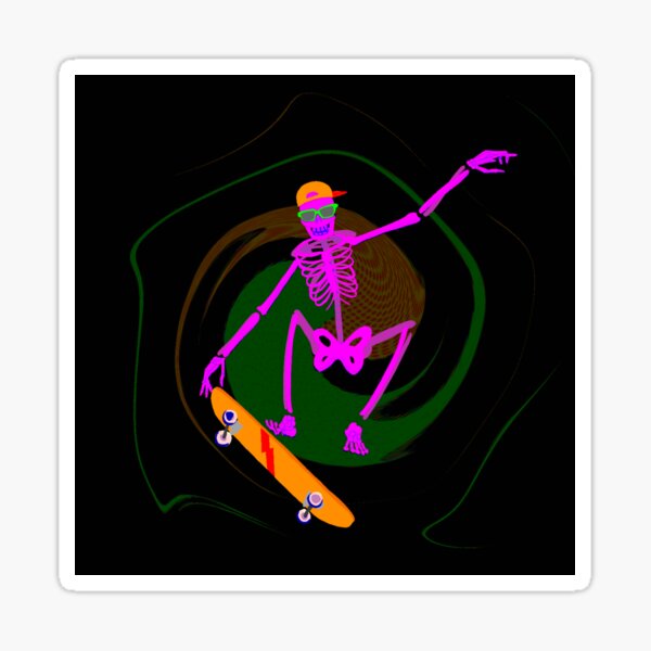 "Radical Skeleton " Sticker for Sale by Leilaknee | Redbubble