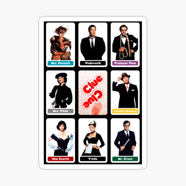 "Clue (1985) - Suspect Cards Classic T-Shirt" Sticker for Sale by ...