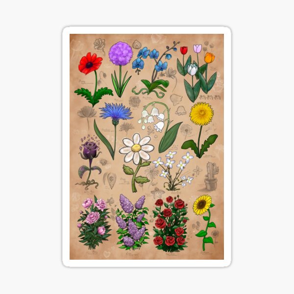 "Flowers of Minecraft Botanical Illustrations" Sticker for Sale by ...