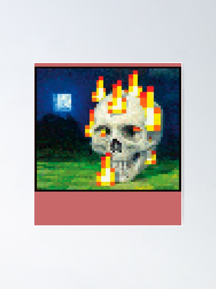 "Minecraft Painting Burning Skull" Poster for Sale by SisterBecker ...