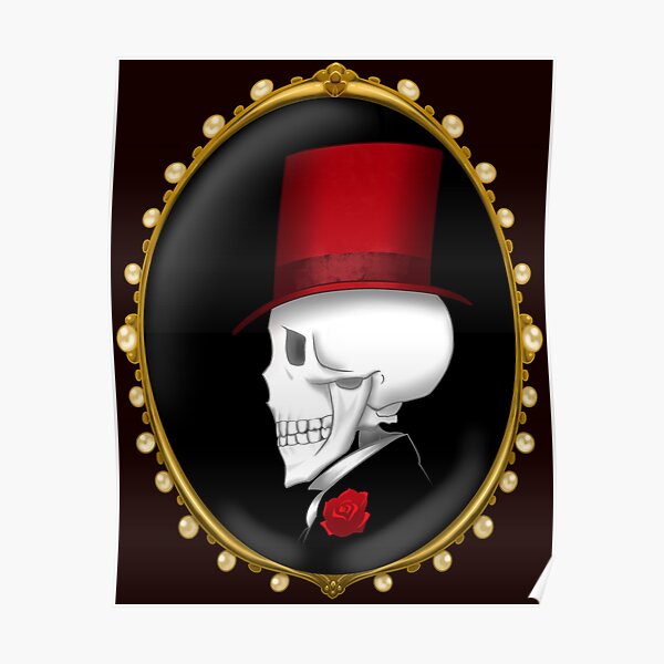"Dapper Skull in Top Hat " Poster for Sale by JauntyFox | Redbubble