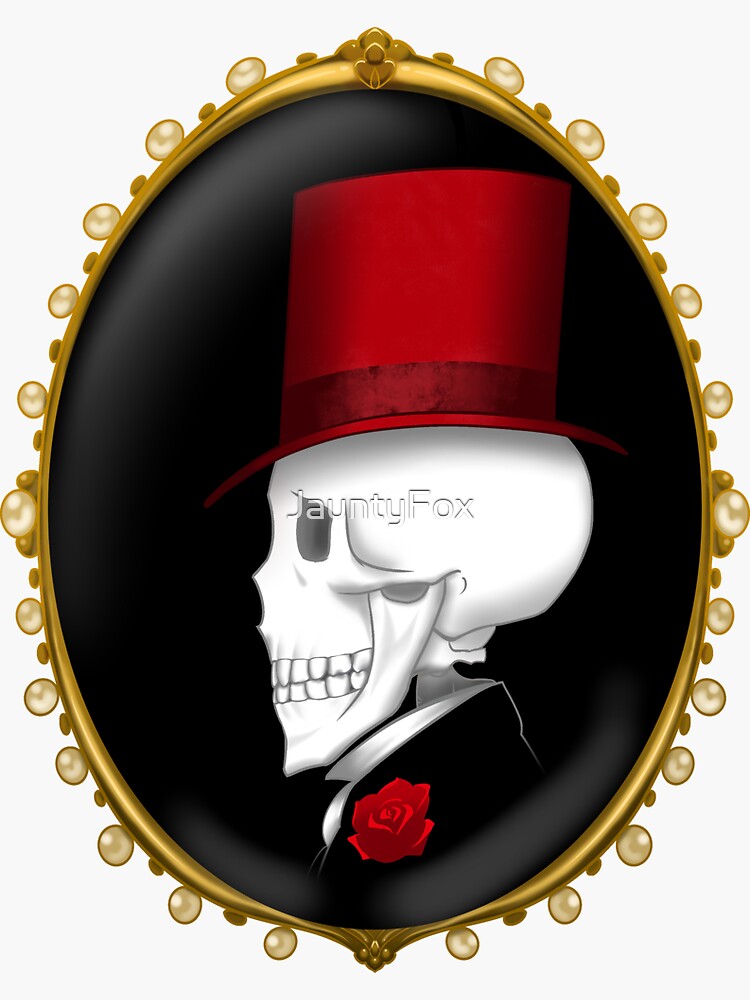 "Dapper Skull in Top Hat " Sticker for Sale by JauntyFox | Redbubble
