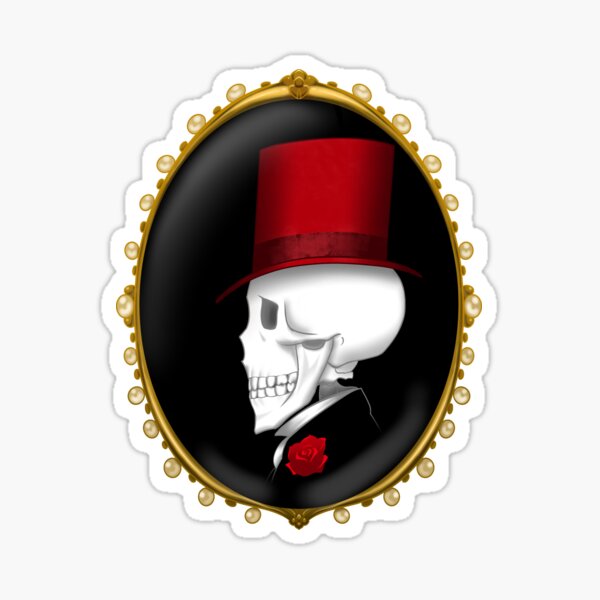 "Dapper Skull in Top Hat " Sticker for Sale by JauntyFox | Redbubble