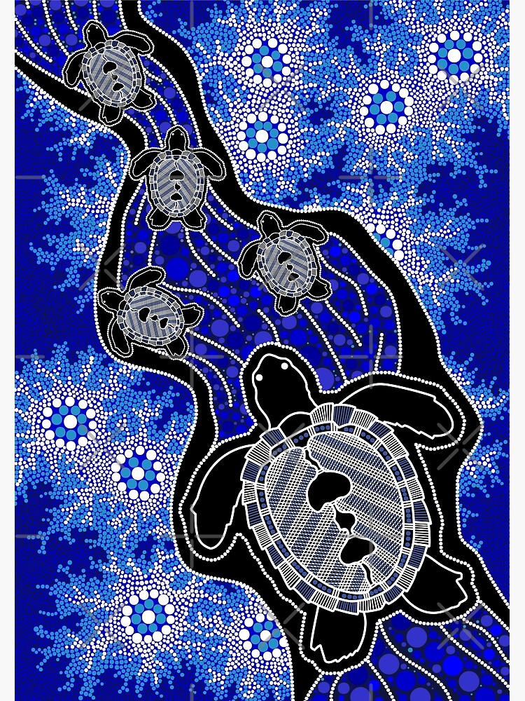 "Authentic Aboriginal Art - Baby Sea Turtles" Art Print for Sale by ...