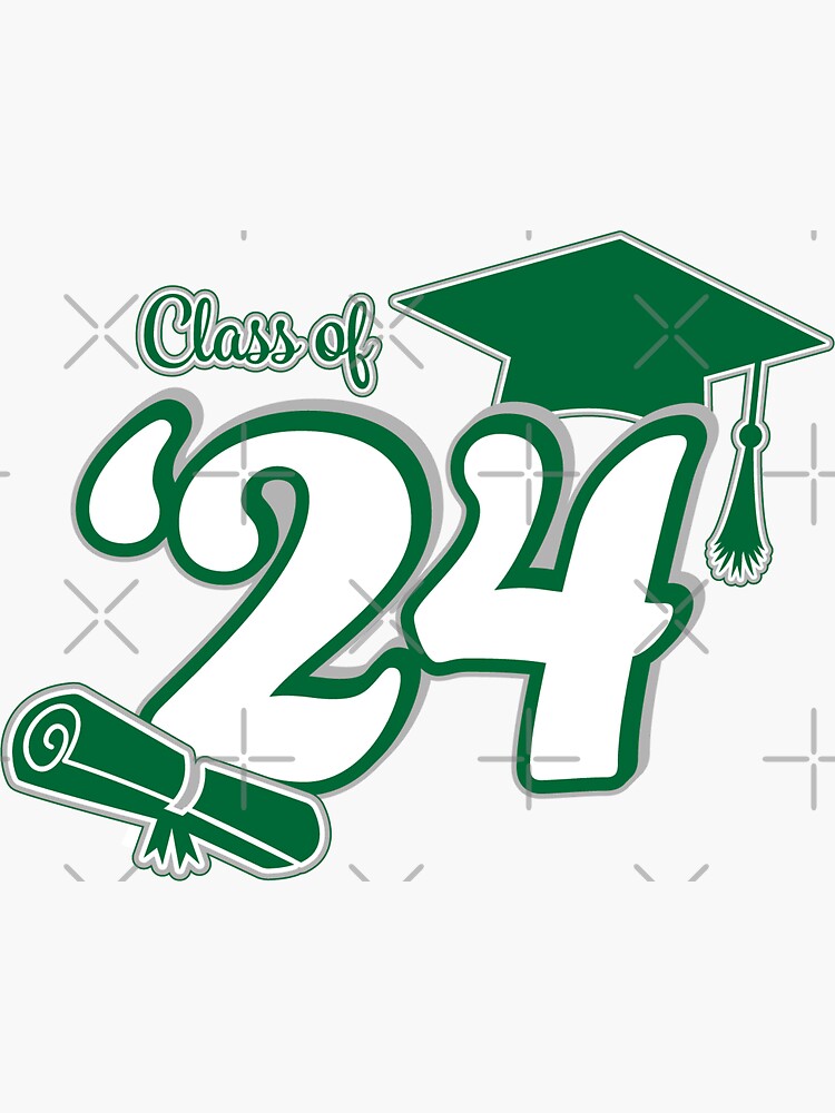 "Class of 2024 Graduation Design (Green and Grey)" Sticker for Sale by ...