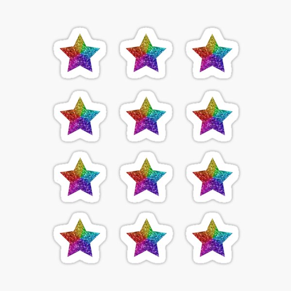"Rainbow Glitter Stars — 12 count" Sticker for Sale by kasiegillette ...