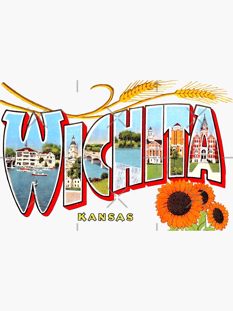 "Wichita Kansas Vintage Postcard Decal" Sticker for Sale by hilda74 ...